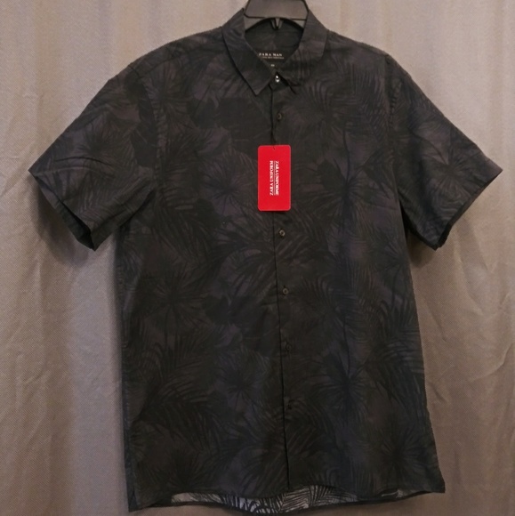 Zara | Shirts | Zara Man Palm Trees Tropical Button Down Shirt | Poshmark